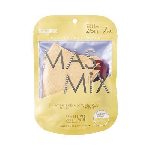 MASMiX 口罩 拿鐵米色X酒紅色 7枚 – EBISU恵比壽日藥直送